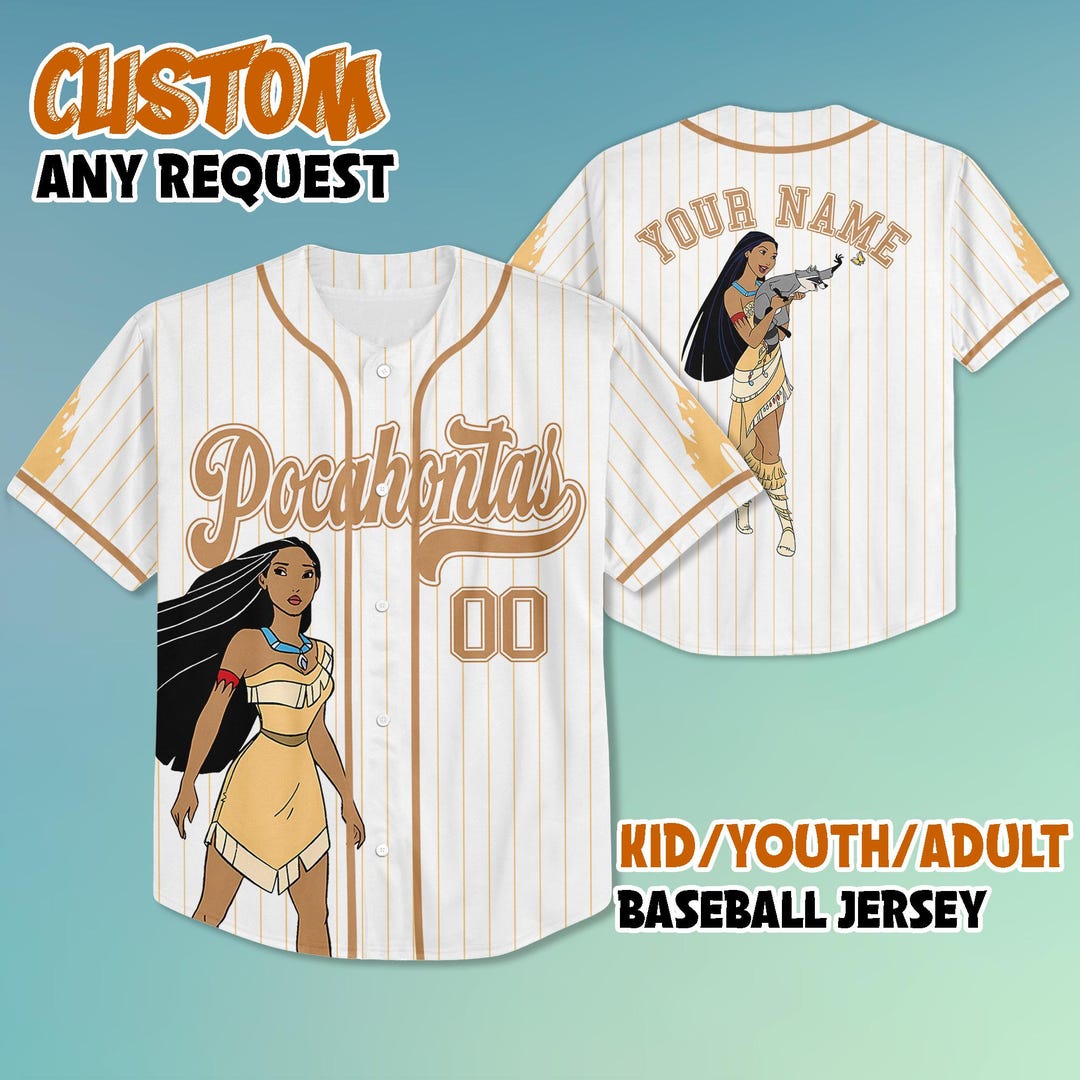 Personalized Disney Pocahontas Princess Baseball Jersey, Custom Name ...