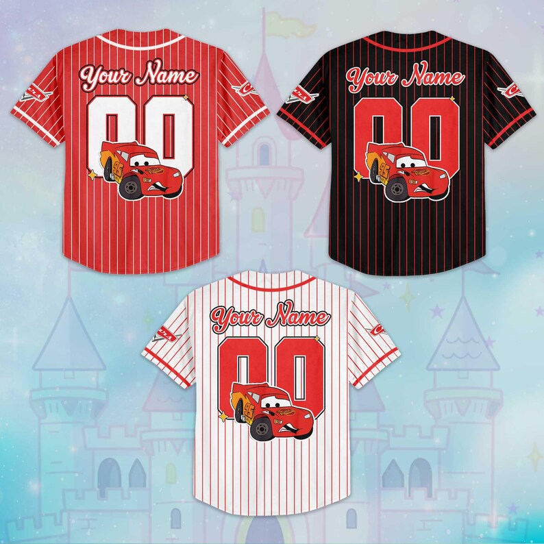 Personalized Lightning Mcqueen Baseball Jersey, Custom Disney Cars ...