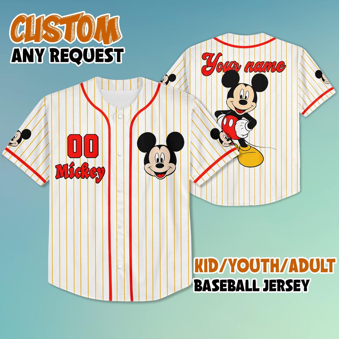 Personalized Disney Mickey Mouse Baseball Jersey, Custom Mickey Mouse ...