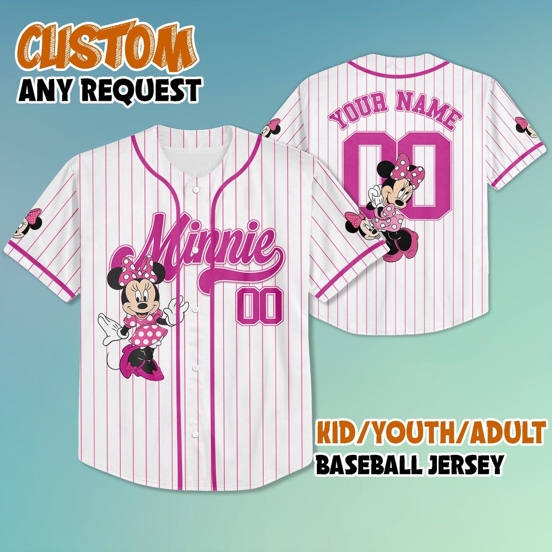 Personalized Minnie Mouse Baseball Jersey, Disneyland Outfit - Etsy