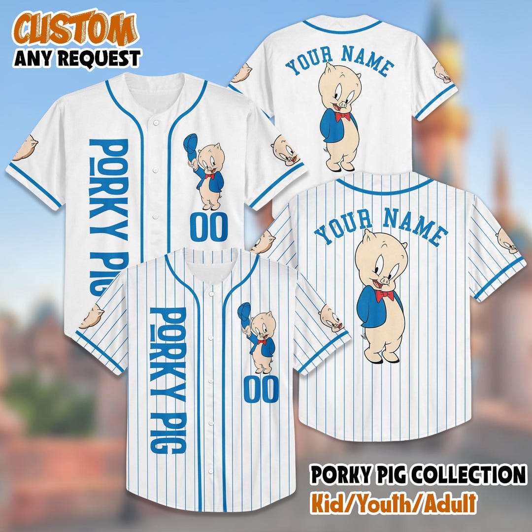 Personalized Porky Pig Collection Baseball Jersey, Custom Name Porky ...