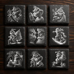 Grinch Christmas Engraving Designs for Slate Coaster - PNG Files for ...