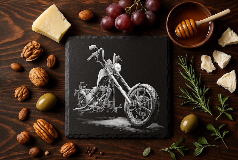 Choppers Motorcycle Laser Engraving Files: Motorbikes PNG Designs Slate ...