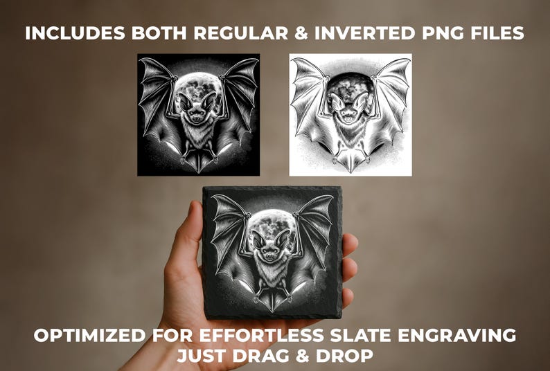Halloween Bat Designs for Slate Laser Engraving — 9 Gothic PNG Coaster ...