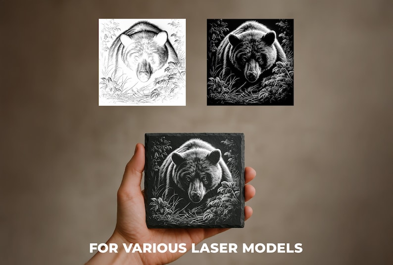 Hunting Scene Laser Engraving: Wildlife Slate Coaster Design (digital ...