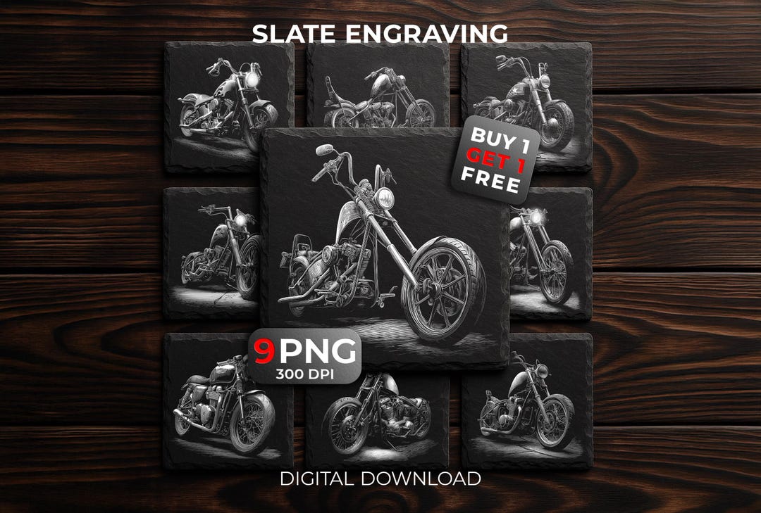 Choppers Motorcycle Laser Engraving Files: Motorbikes PNG Designs Slate ...