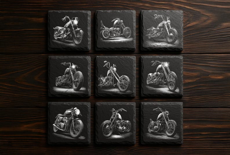 Choppers Motorcycle Laser Engraving Files: Motorbikes PNG Designs Slate ...