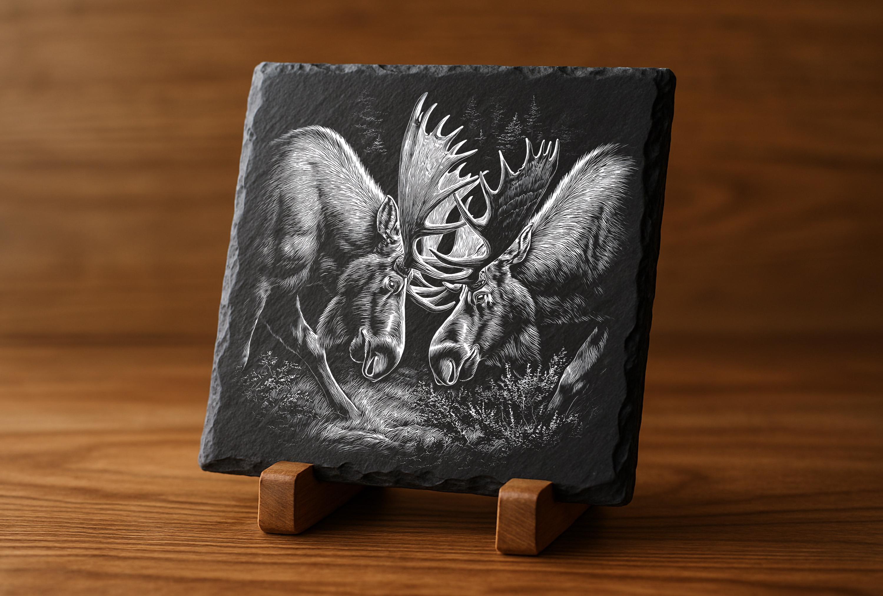 Moose Hunting Laser Engraving Files: Wildlife Scenes Designs for Slate ...