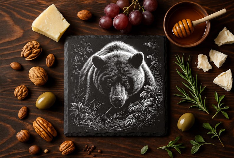 Hunting Scene Laser Engraving: Wildlife Slate Coaster Design (digital ...