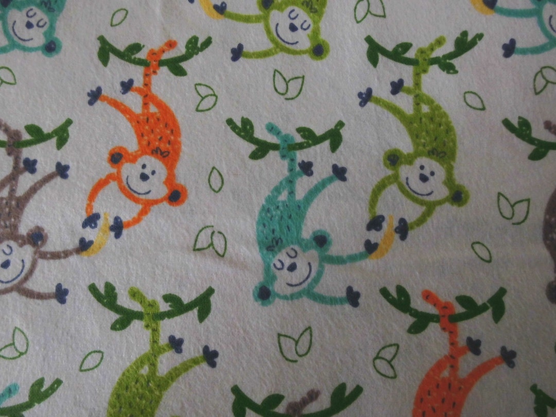 Fabric BTY Sewing All Cotton Flannel Colorful Monkeys Yardage - Etsy