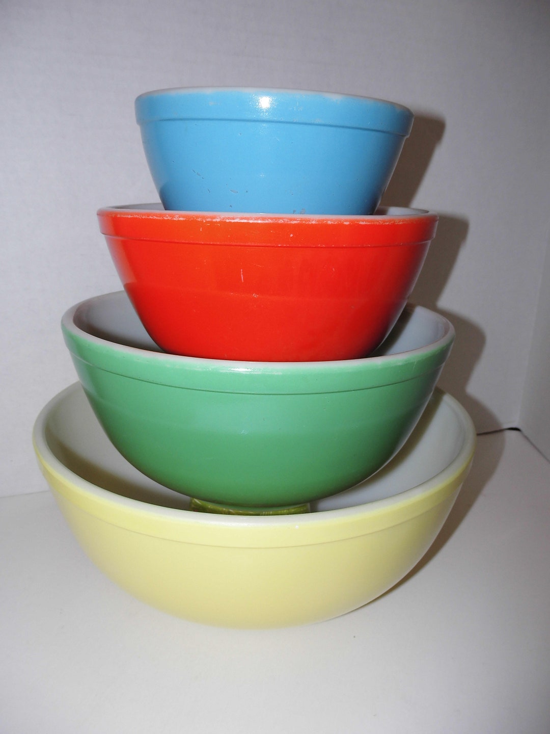 Pyrex Bowl Vintage Set of Primary Colored 1940's Early Set - Etsy