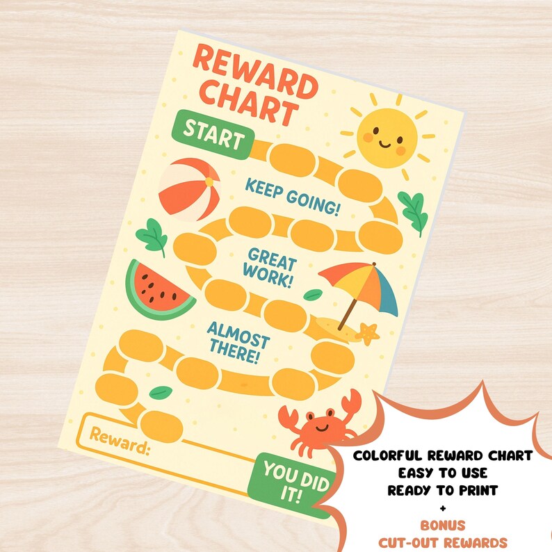Summer Reward Chart Bundle | Printable Sticker Chart for Toddlers ...