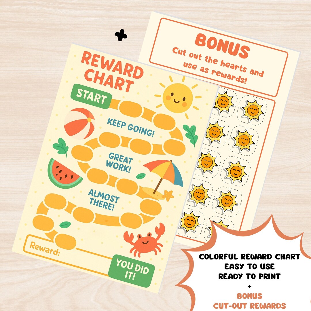 Summer Reward Chart Bundle | Printable Sticker Chart for Toddlers ...