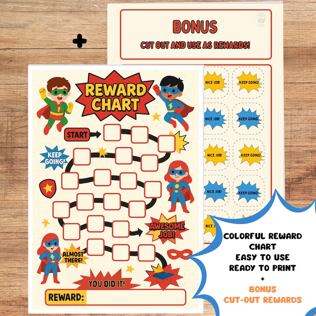 Super Heroes Reward Chart | Chore Chart | Behavior Chart | Potty ...