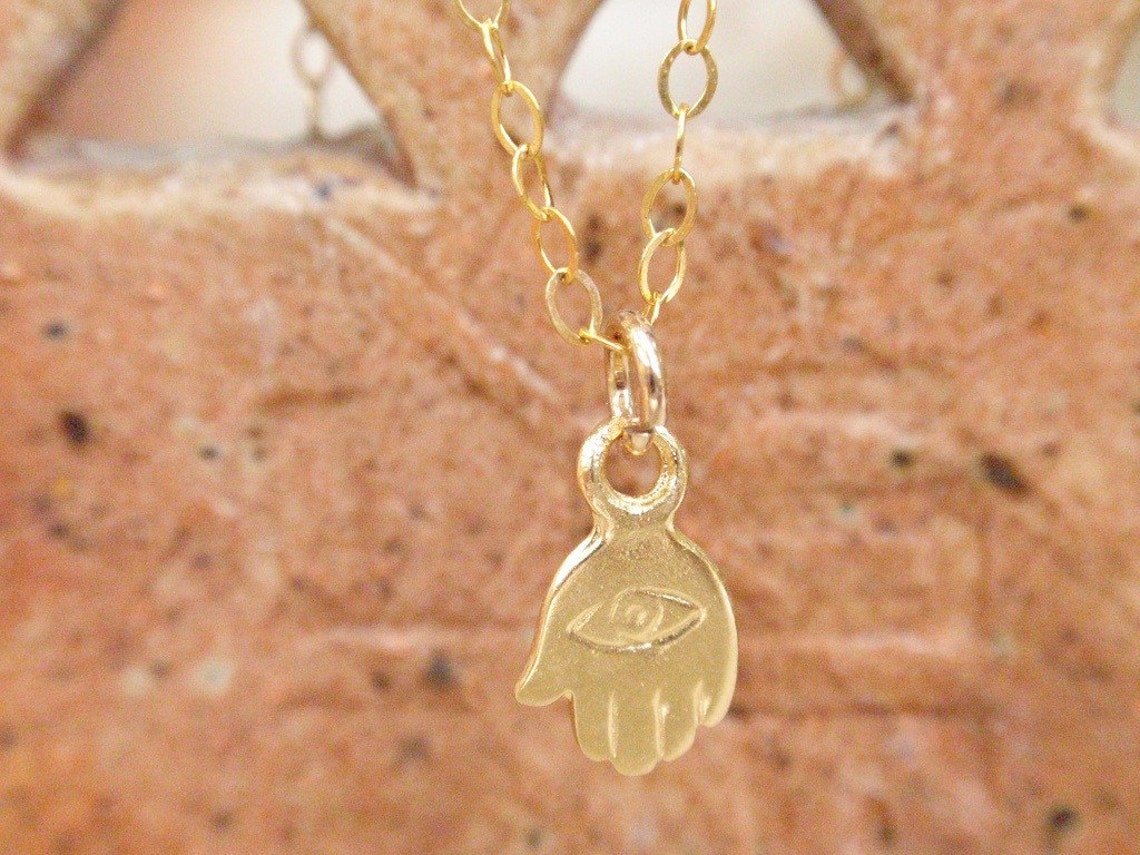 Tiny Gold Necklace, Hamsa Necklace, Everyday Necklace,small Hamsa ...