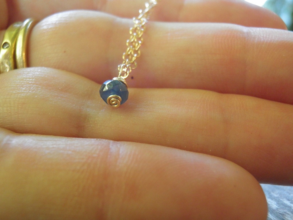 Tiny Blue Sapphire Necklace, Minimalist Necklace, Simple Necklace, Blue ...