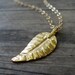 LONG Gold Necklace, Gold Small Leaf Necklace, Leaf Jewelry, Minimalist ...