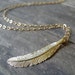 LONG Gold Feather Necklace, Feather Necklace, Feather Jewelry ...