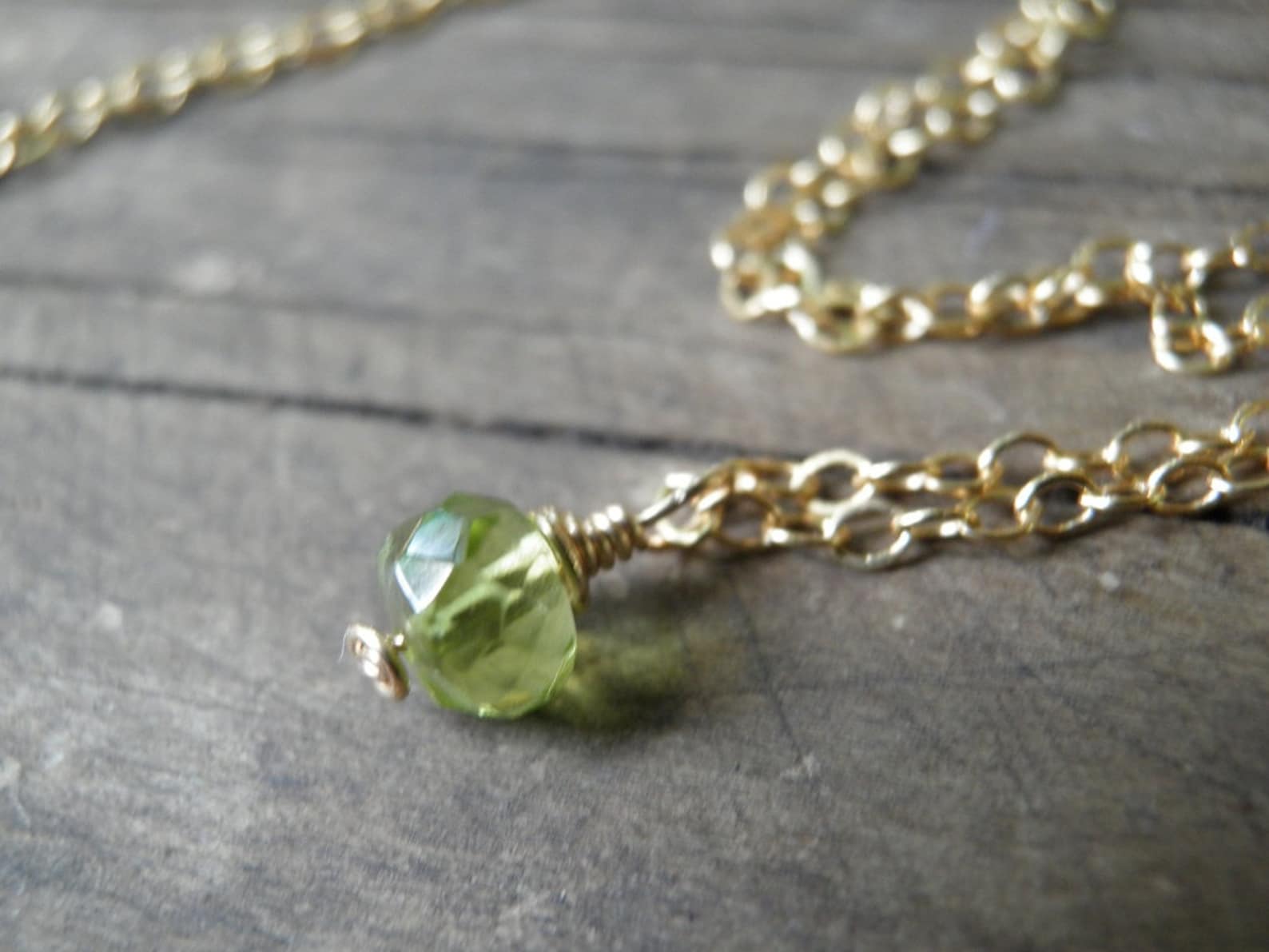 August Jewelry, Tiny Peridot Necklace Minimalist Necklace, Simple ...