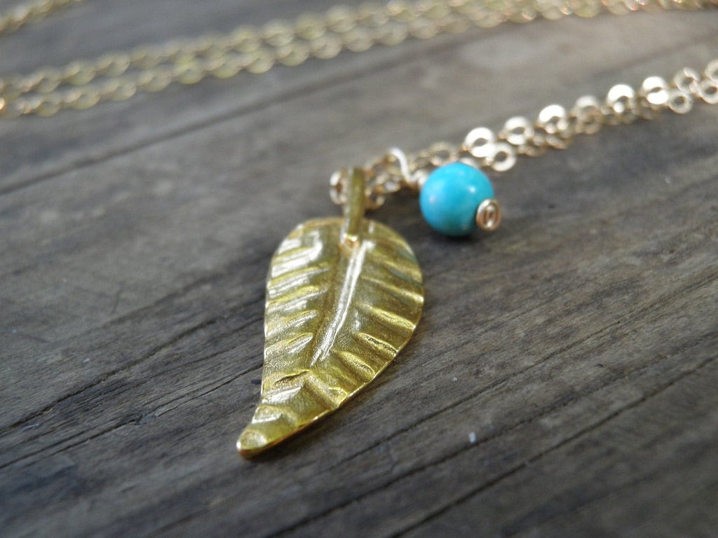LONG Gold Necklace Gold Small Leaf Necklace Leaf Jewelry | Etsy