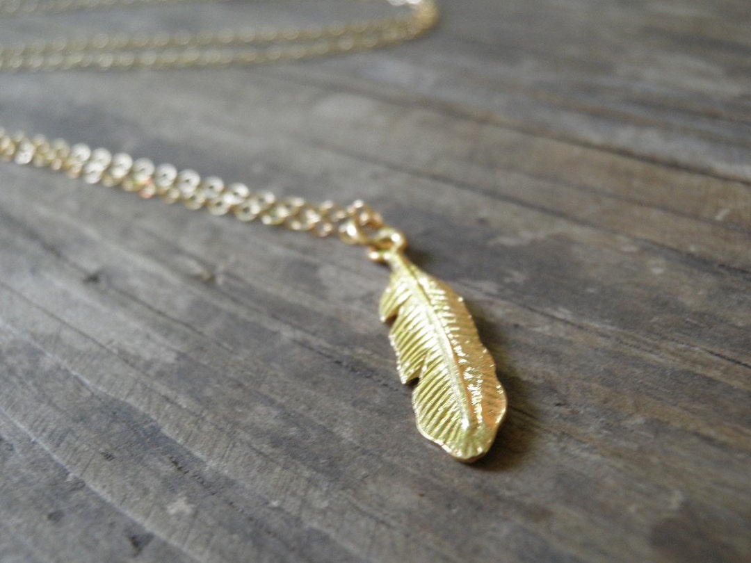 Feather Jewelry LONG Gold Necklace Gold Feather Necklace Minimalist ...