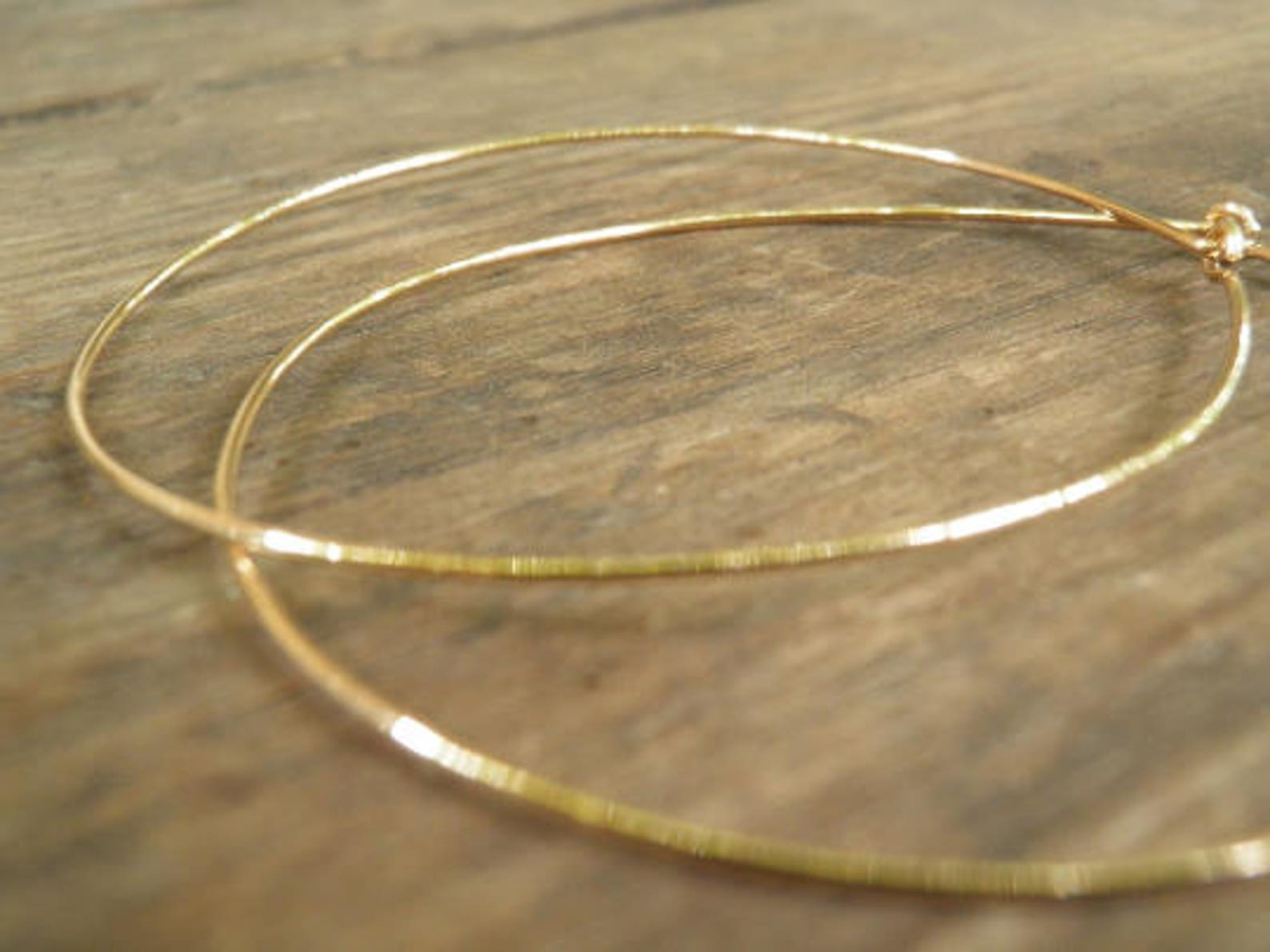 Solid Gold Hoops 14k Solid Gold Thin Hoops Earrings Large | Etsy