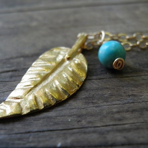 LONG Gold Necklace, Gold Small Leaf Necklace, Leaf Jewelry, Minimalist ...