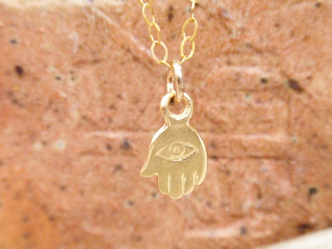 Tiny Gold Necklace, Hamsa Necklace, Everyday Necklace,small Hamsa ...