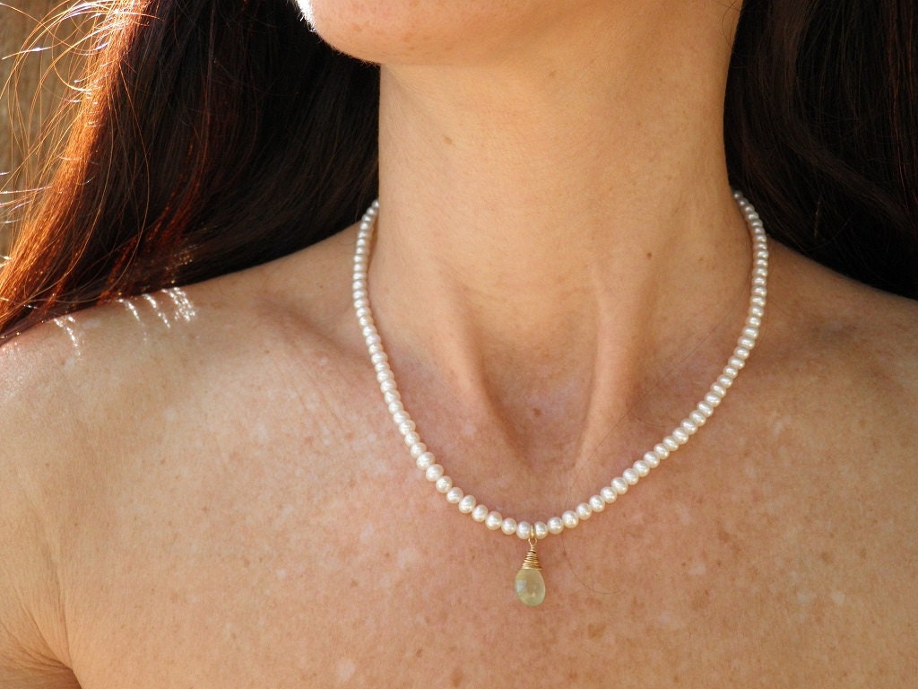 Bridal Pearl Necklace, Bridal Necklace, Paranite Pendand, Gold Necklace ...