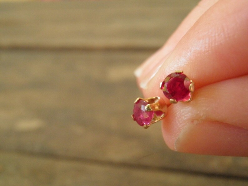 July Birthstone Genuine Ruby Stud Earrings 14k Gold Filled - Etsy