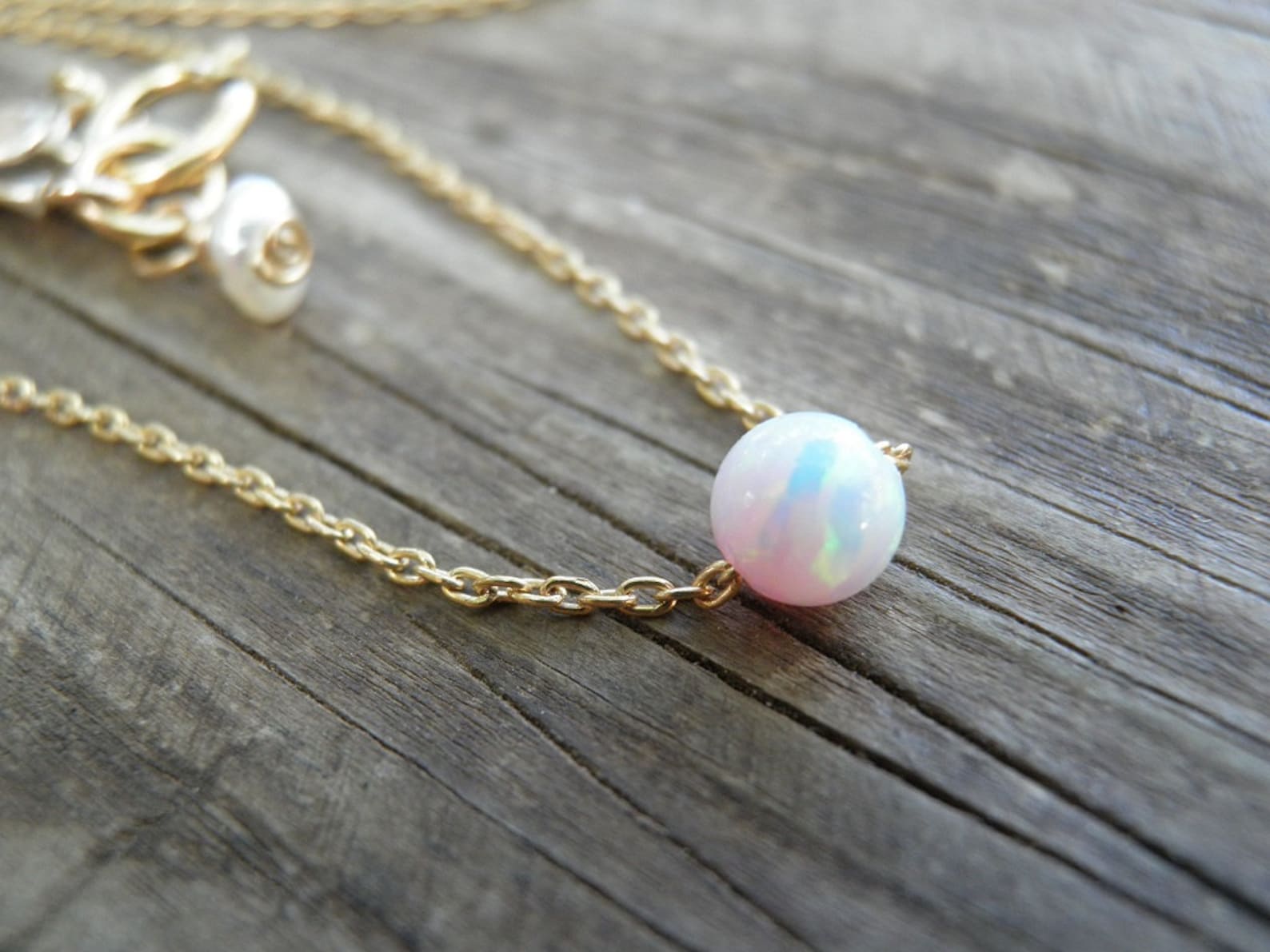 Children's Jewelry, Opal Jewelry, Opal Ball Necklace, Opal Gold ...