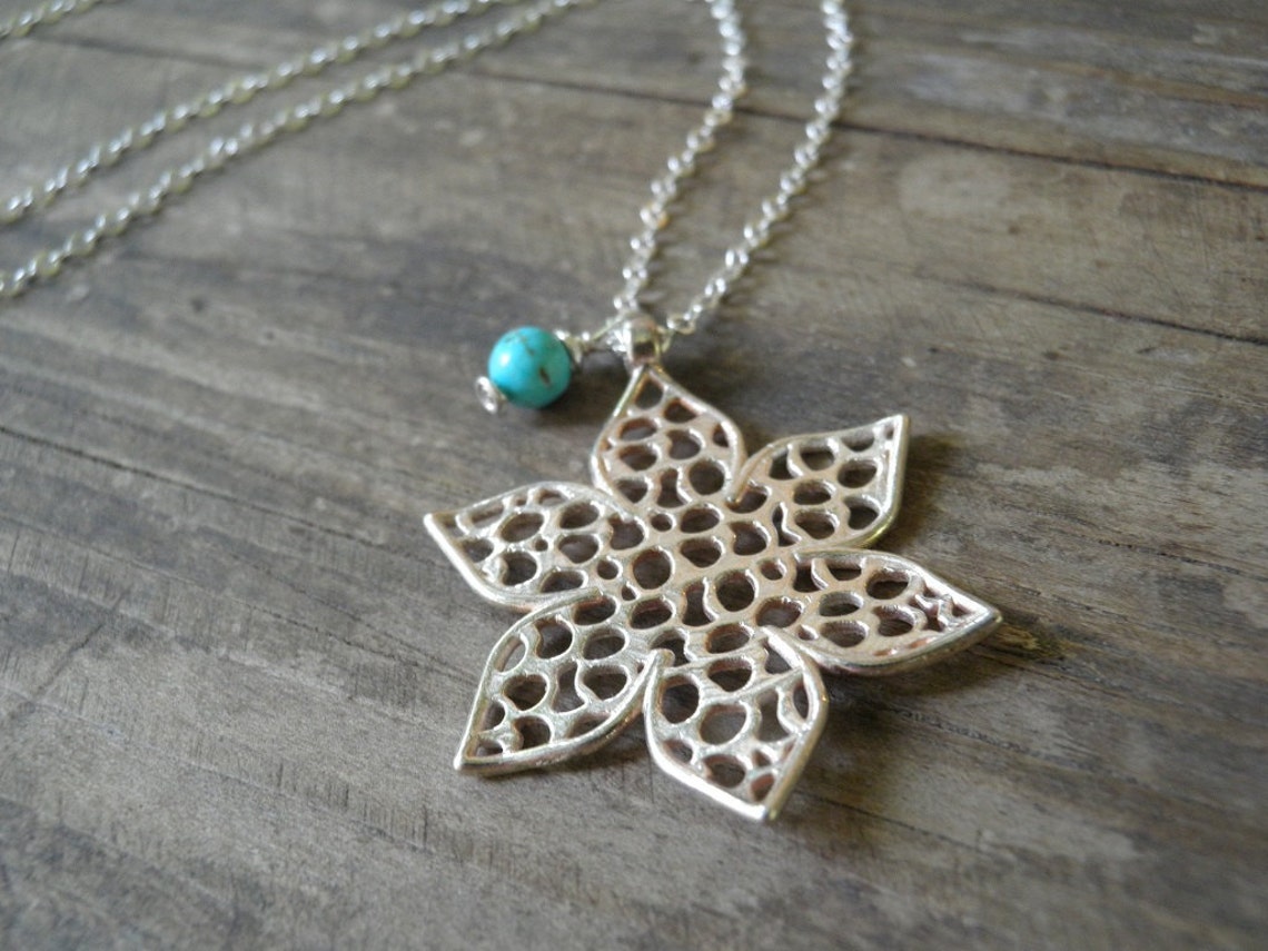 Lace Jewelry LONG Sterling Necklace Silver Flower Necklace - Etsy