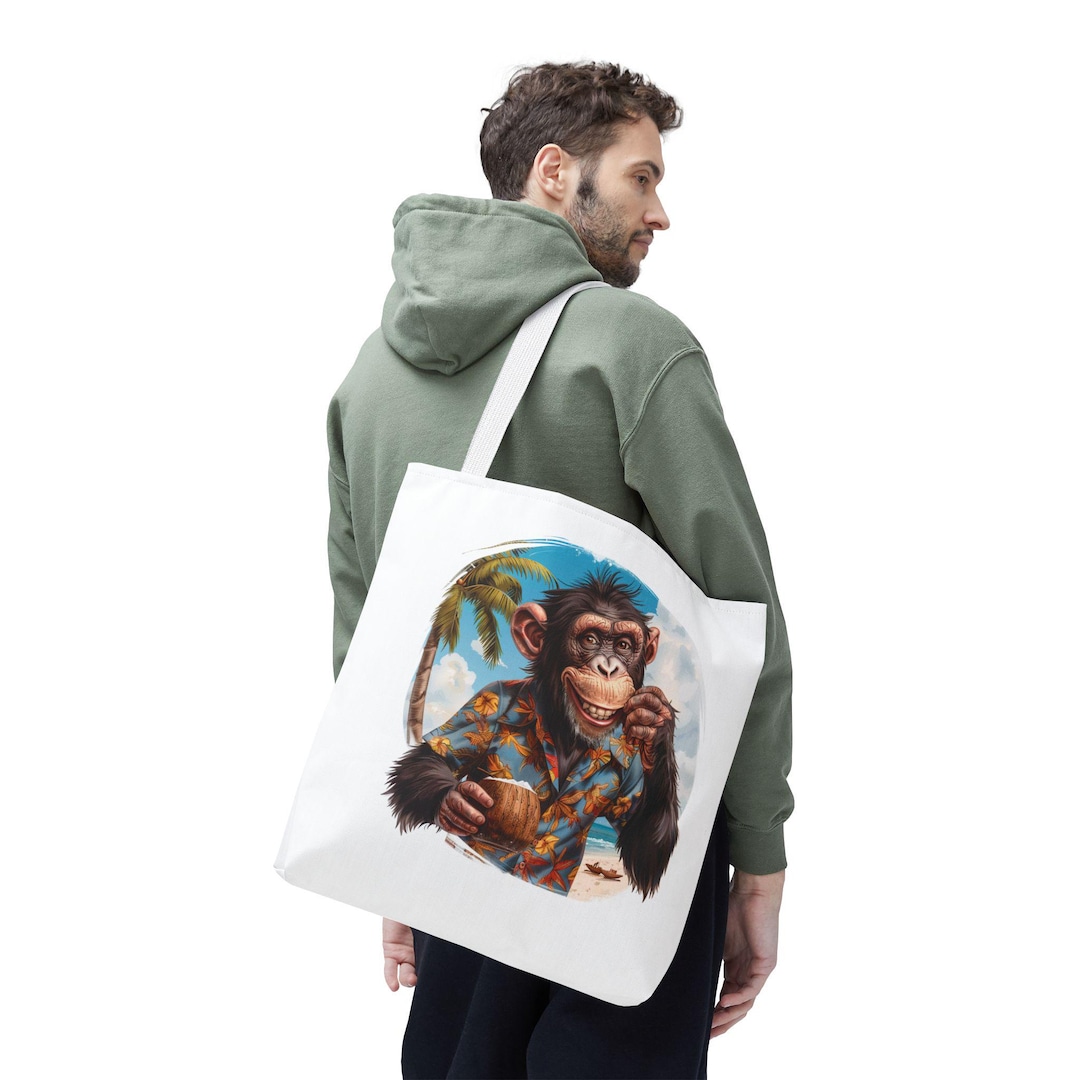 Fun Monkey Tote Bag - Tropical Vibes, Beach Carryall, Ideal for Summer ...