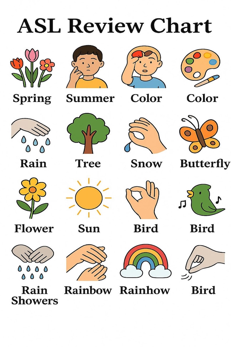 ASL Seasons Cards, My First Sign Language Flashcards for Kids - Etsy