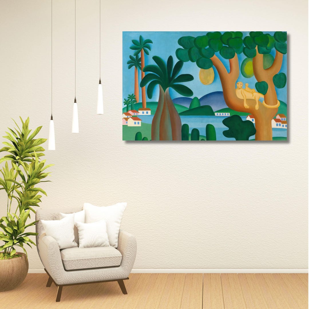 Tarsila Do Amaral Printed the Lake, Famous Wall Art, Blue and Green ...