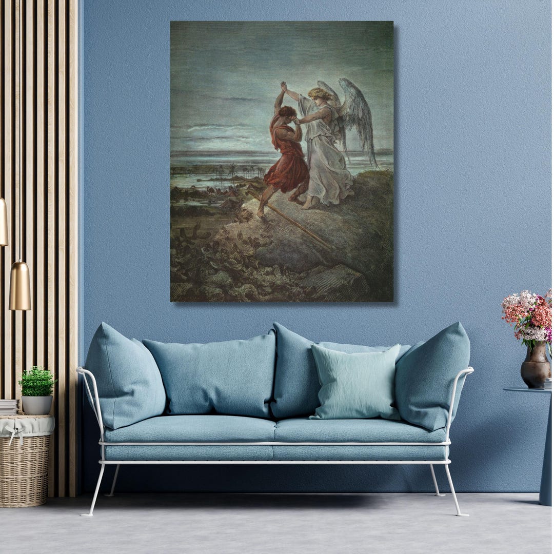 Gustave Dore Jacob Wrestling With the Angel 1855 Poster Art Canvas ...