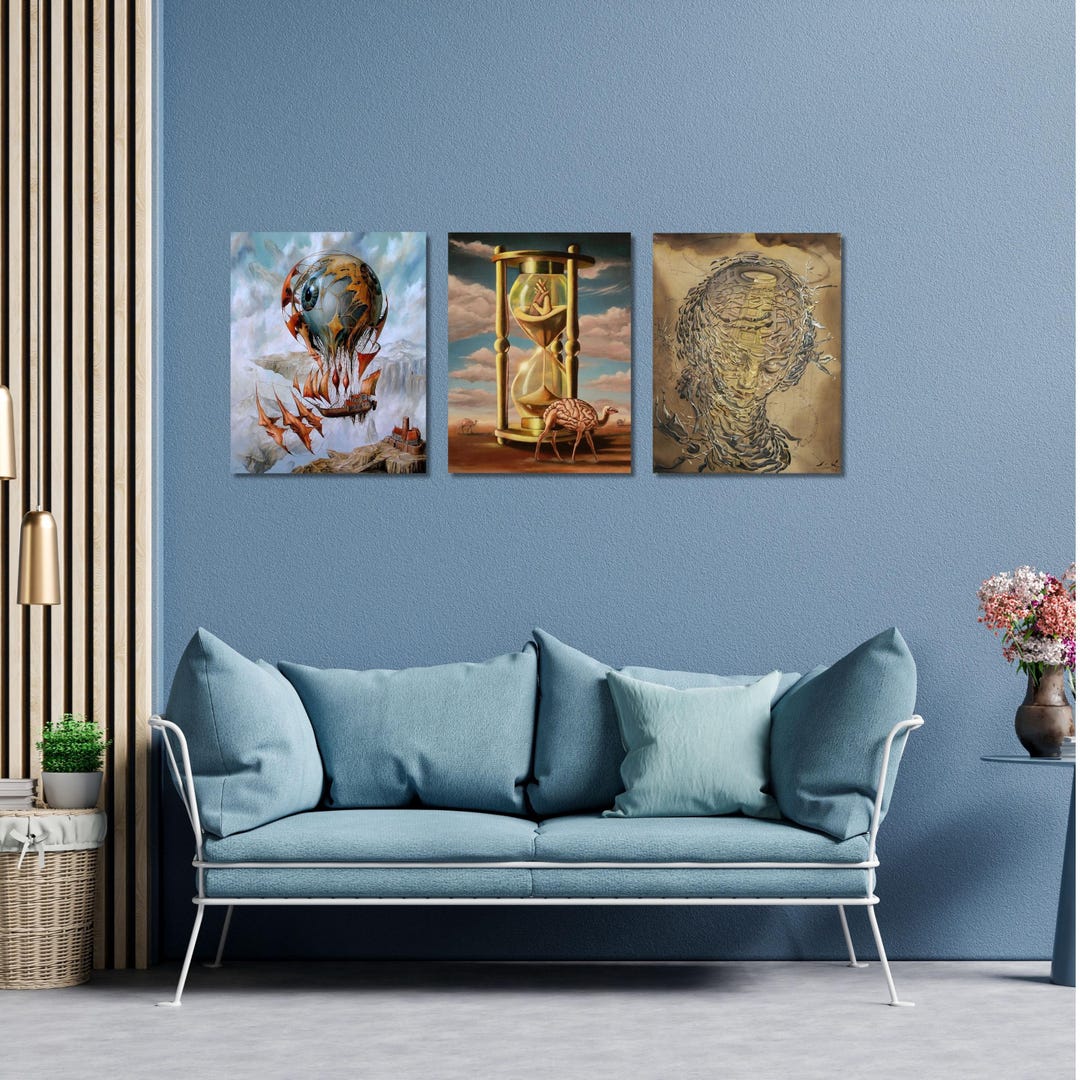 Set of 3 Dali Prints, Salvador Dali Canvas Wall Art, Abstract Art Print ...