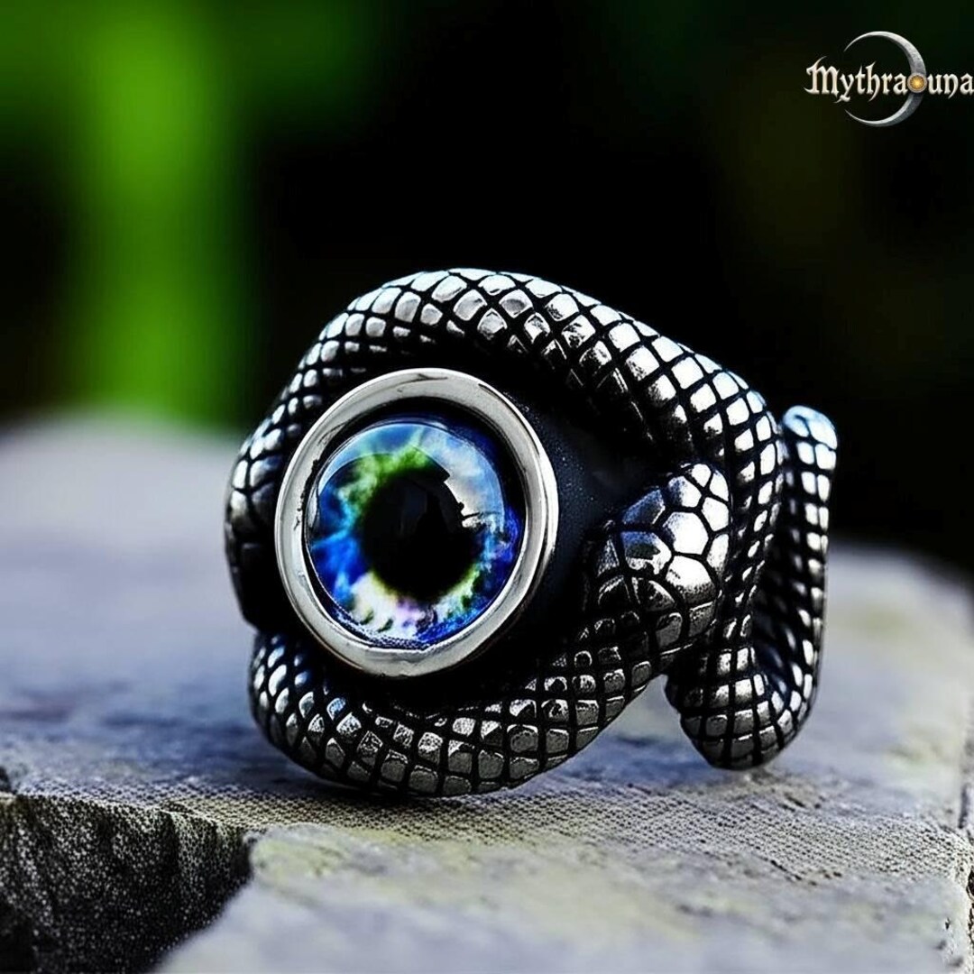 Serpent Eye Ring Witchy Snake Crystal Eye Pagan Gothic Mystical Witch ...