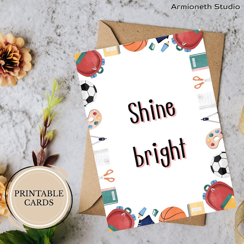 Shine Bright Printable Encouragement Card: School Motivation (digital ...
