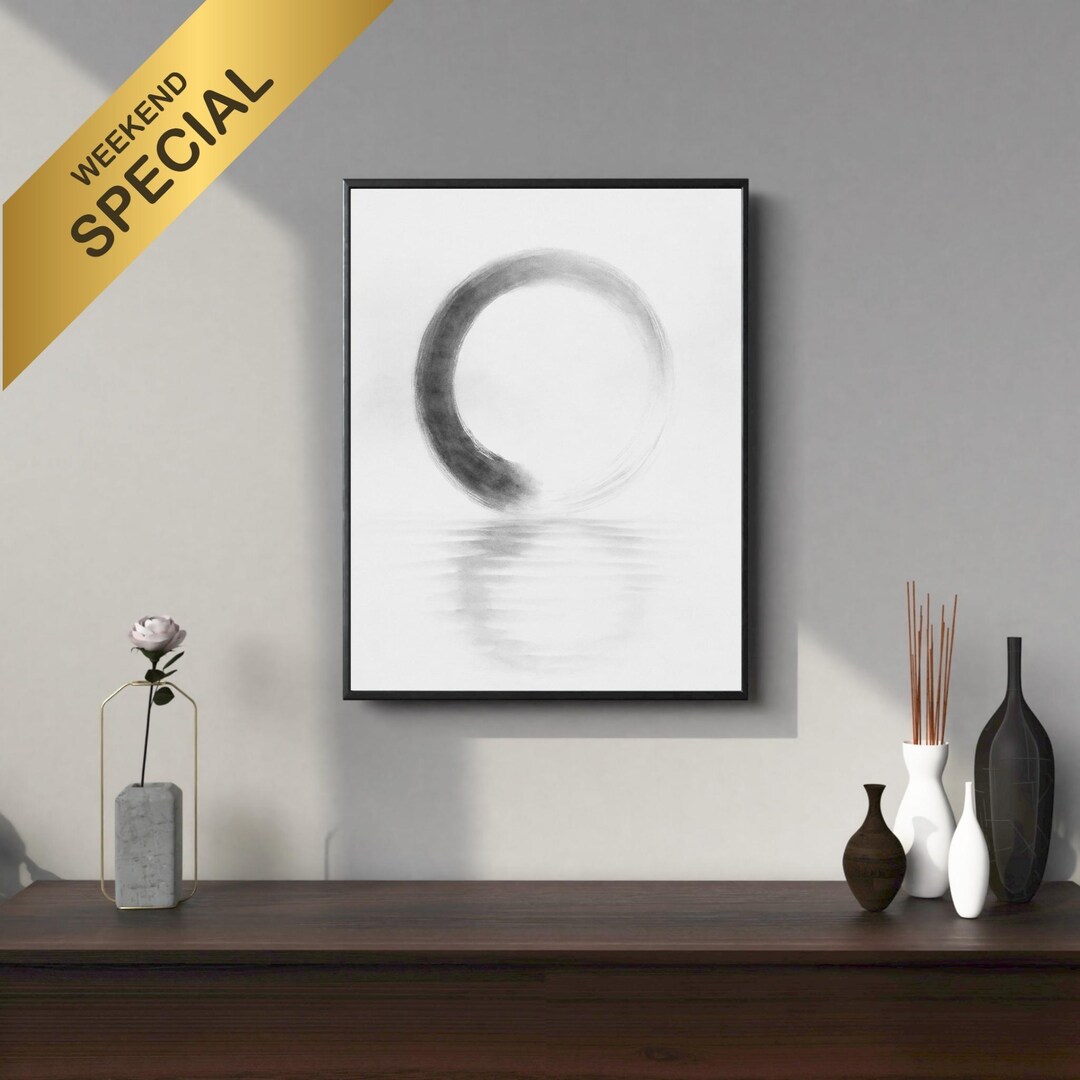Floating Zen Enso Wall Art Printable – Minimalist Ink Circle, Sumi-e ...