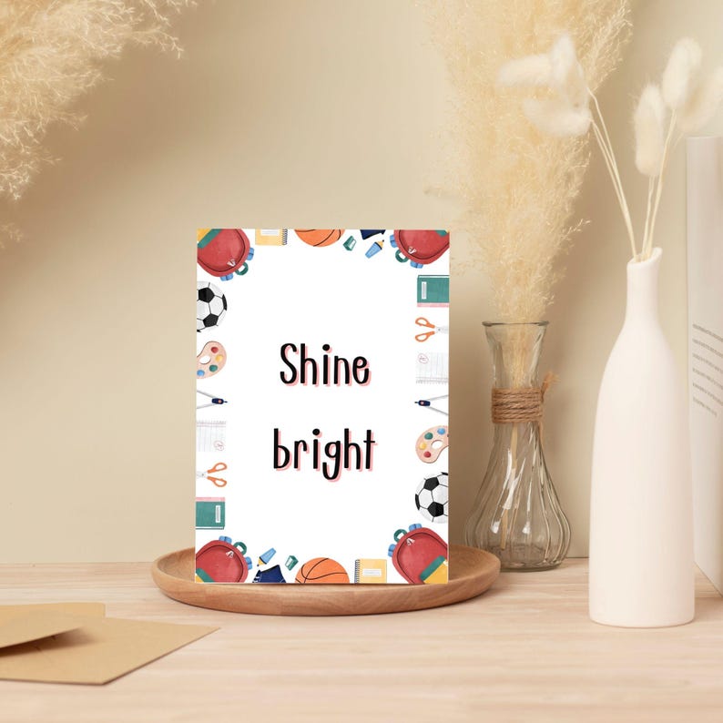 Shine Bright Printable Encouragement Card: School Motivation (digital ...