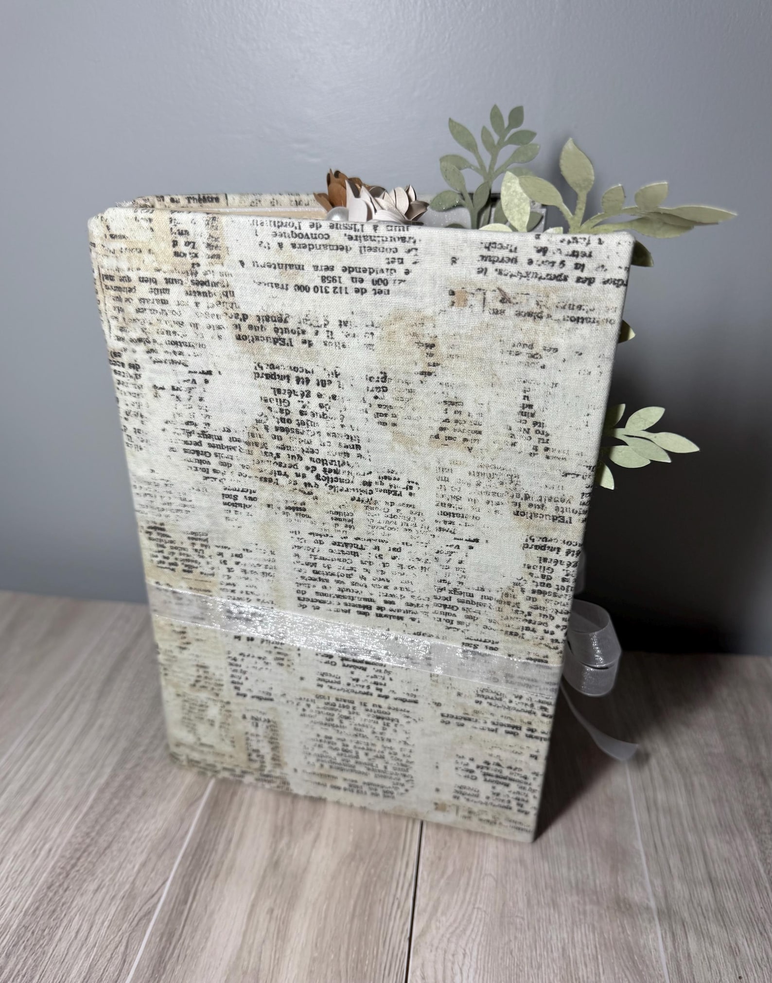 Handmade Folded Book Vase With Paper Flowers - Rustic Neutral Decor ...