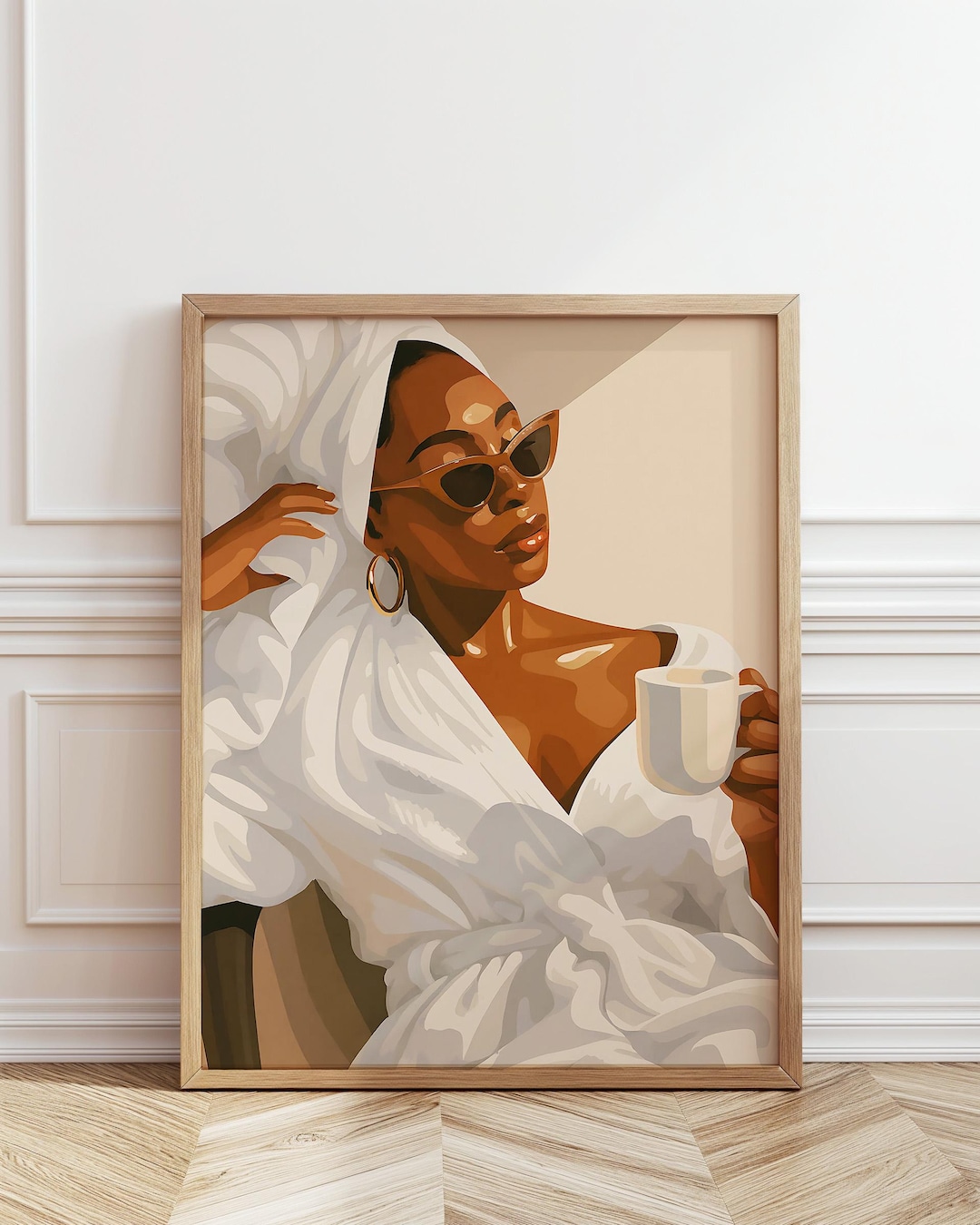 Black Woman Relaxing Art Print: Spa Decor, Trendy Portrait (digital ...