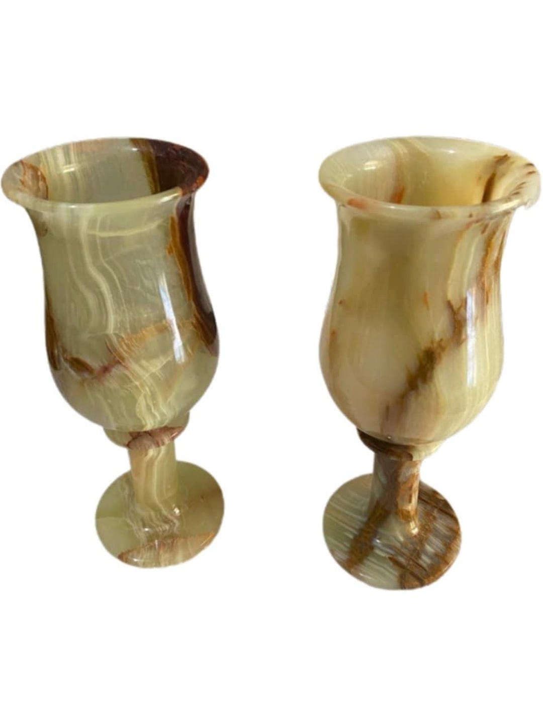 Vintage Onyx Stone Goblets – Hand-carved Marble Chalice Cups – Set of 2 ...