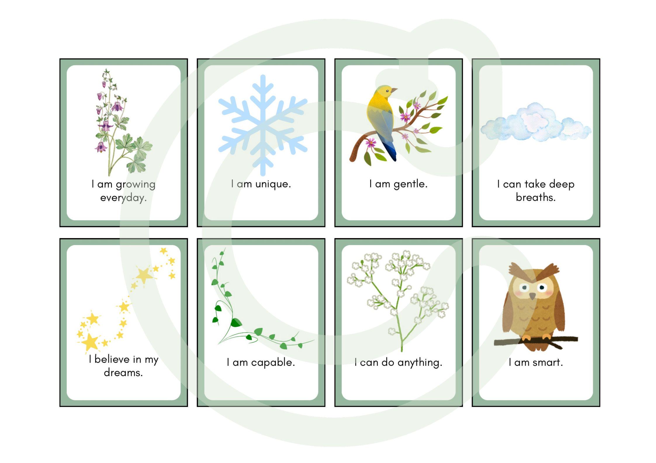 32 Affirmation Cards for Kids | Nature Theme | 16 Mindfulness Cards ...