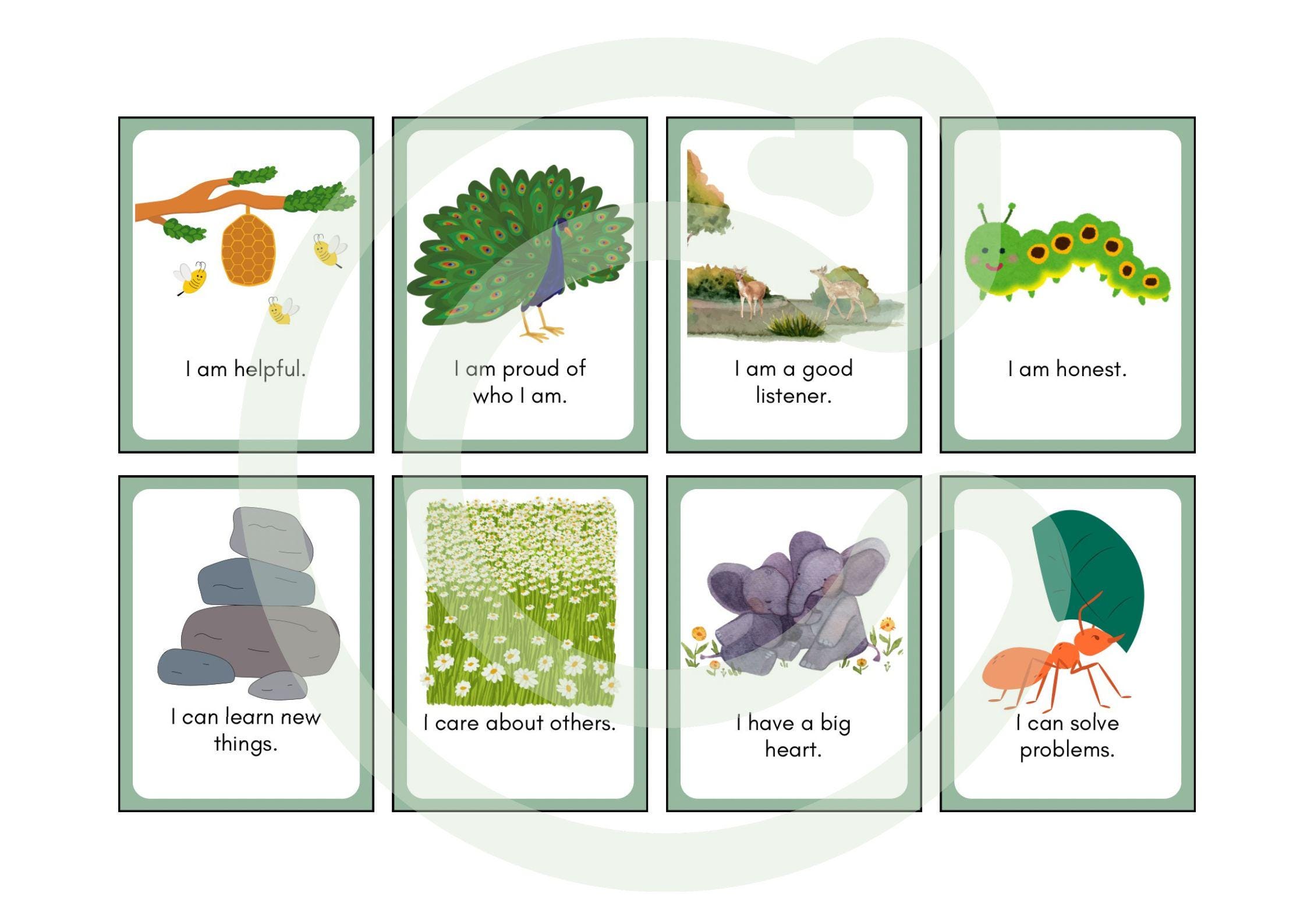 32 Affirmation Cards for Kids | Nature Theme | 16 Mindfulness Cards ...