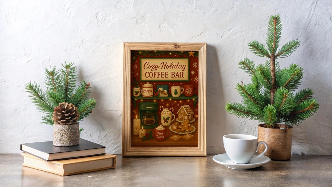 Christmas Coffee Bar Art: Gingerbread, Hot Cocoa Poster (digital ...