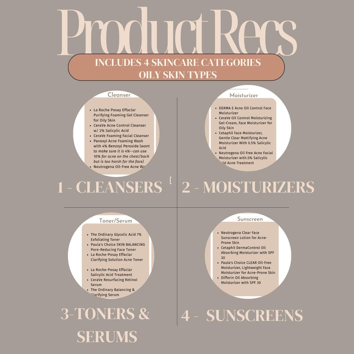 Oily Skin Care Guide | Printable Product List PDF | Serums, Toners ...