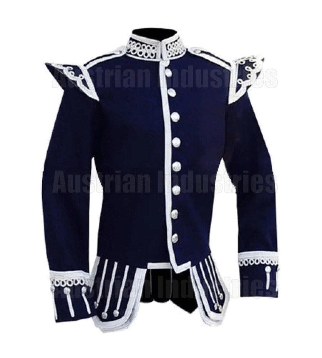 Men's Scottish Navy Blue Fancy Military Doublet Wool Jacket | Black ...