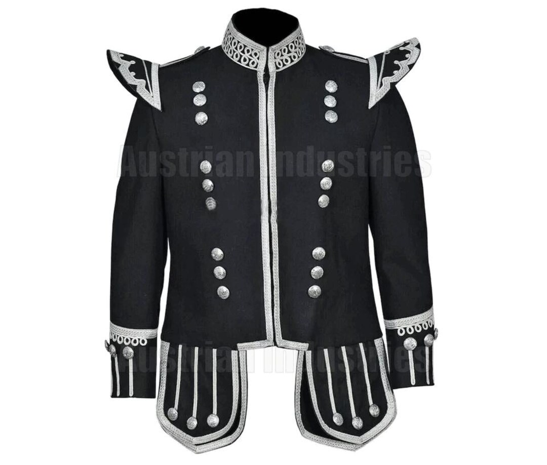 Men's Scottish Black Fancy Military Doublet Wool Jacket | Black Doublet ...